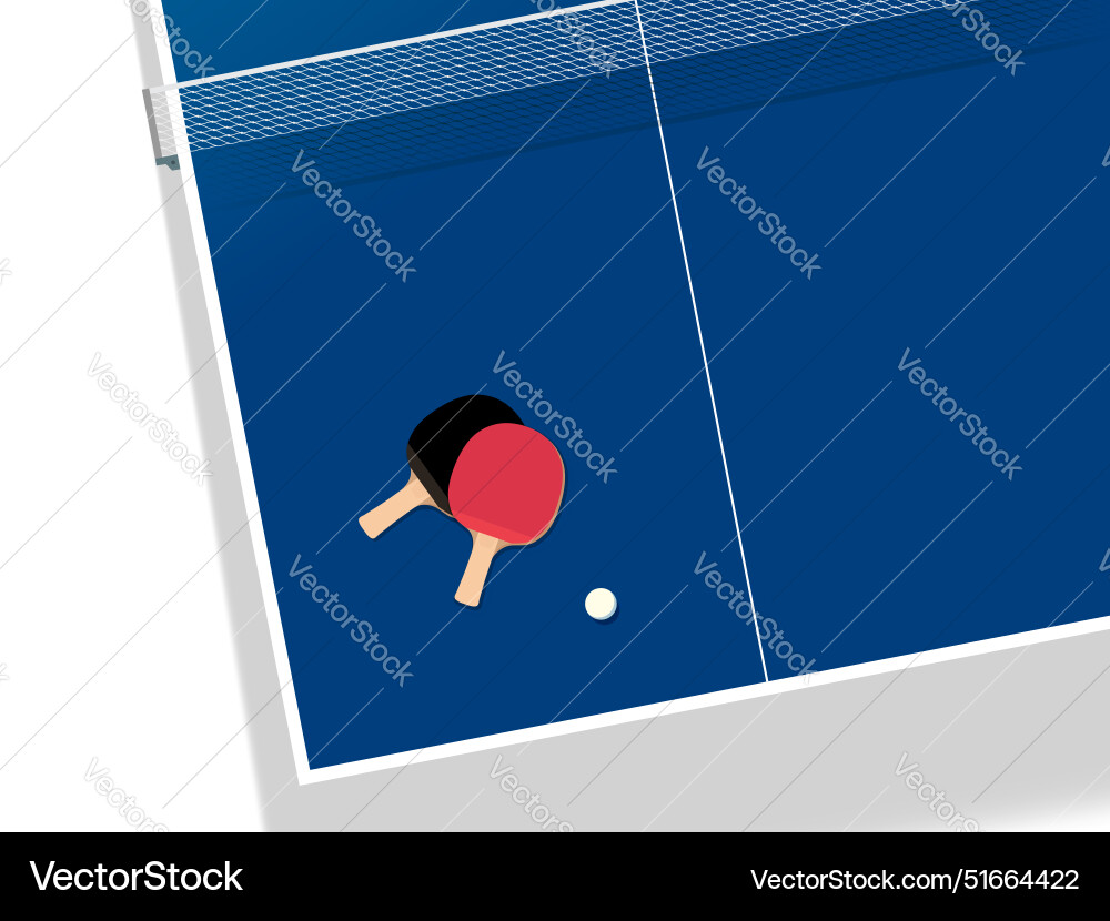 Ping pong paddle and table horizontal Royalty Free Vector