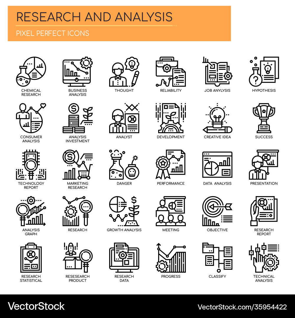 Research and analysis thin line pixel Royalty Free Vector