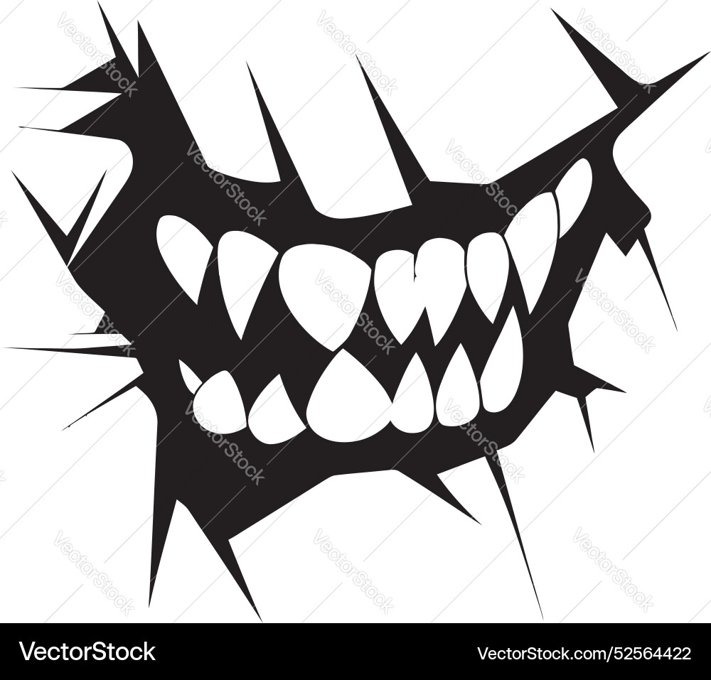 Shadowed snarl sinister evil mouth devilish maw Vector Image