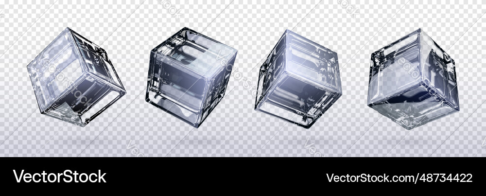 Transparent 3D Glass Cube Royalty Free Vector Image
