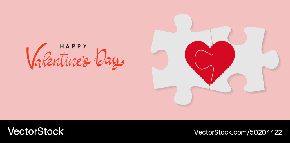 Valentines day card with puzzle and heart Vector Image