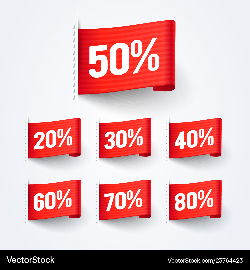 50 procent off sales discount label flag set Vector Image