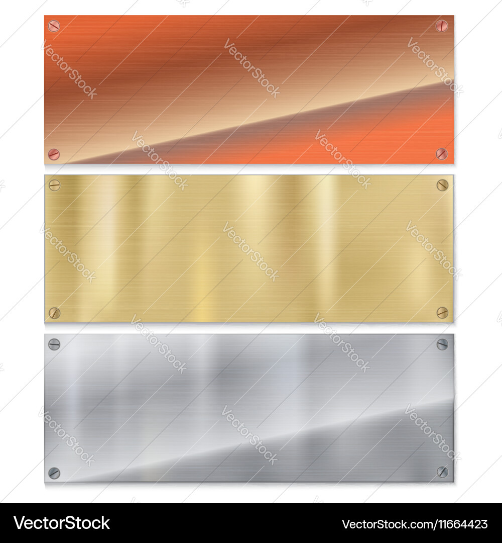 Brushed Metal Plates - Silver & Gold Vector Image