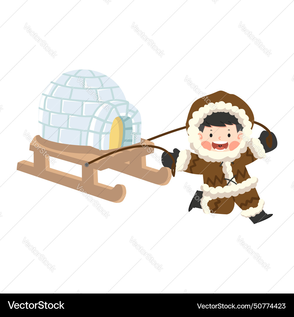 Eskimo construction of igloos Royalty Free Vector Image