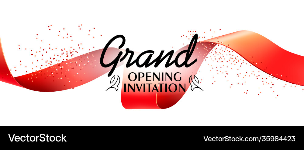 Grand opening invitation banner design with red Vector Image