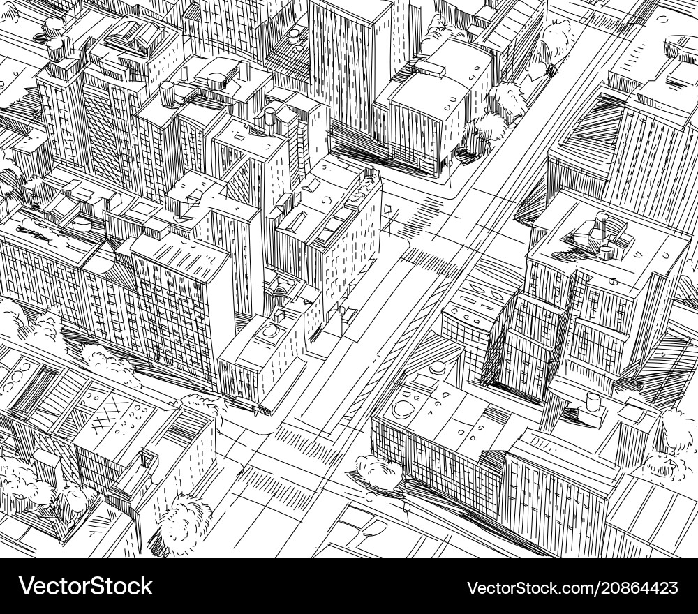 Hand drawn city plan sketch Royalty Free Vector Image