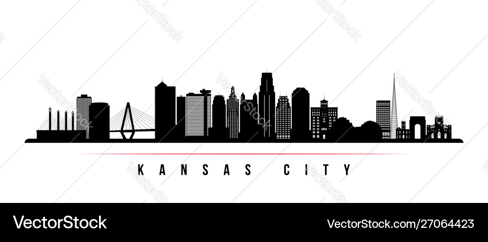 Kansas city skyline horizontal banner Royalty Free Vector