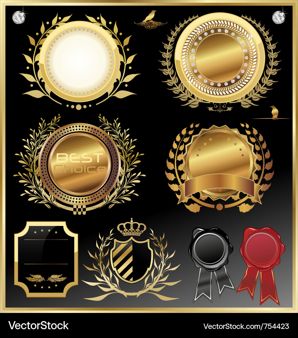 Luxury Gold Labels & Decorations Royalty Free Vector