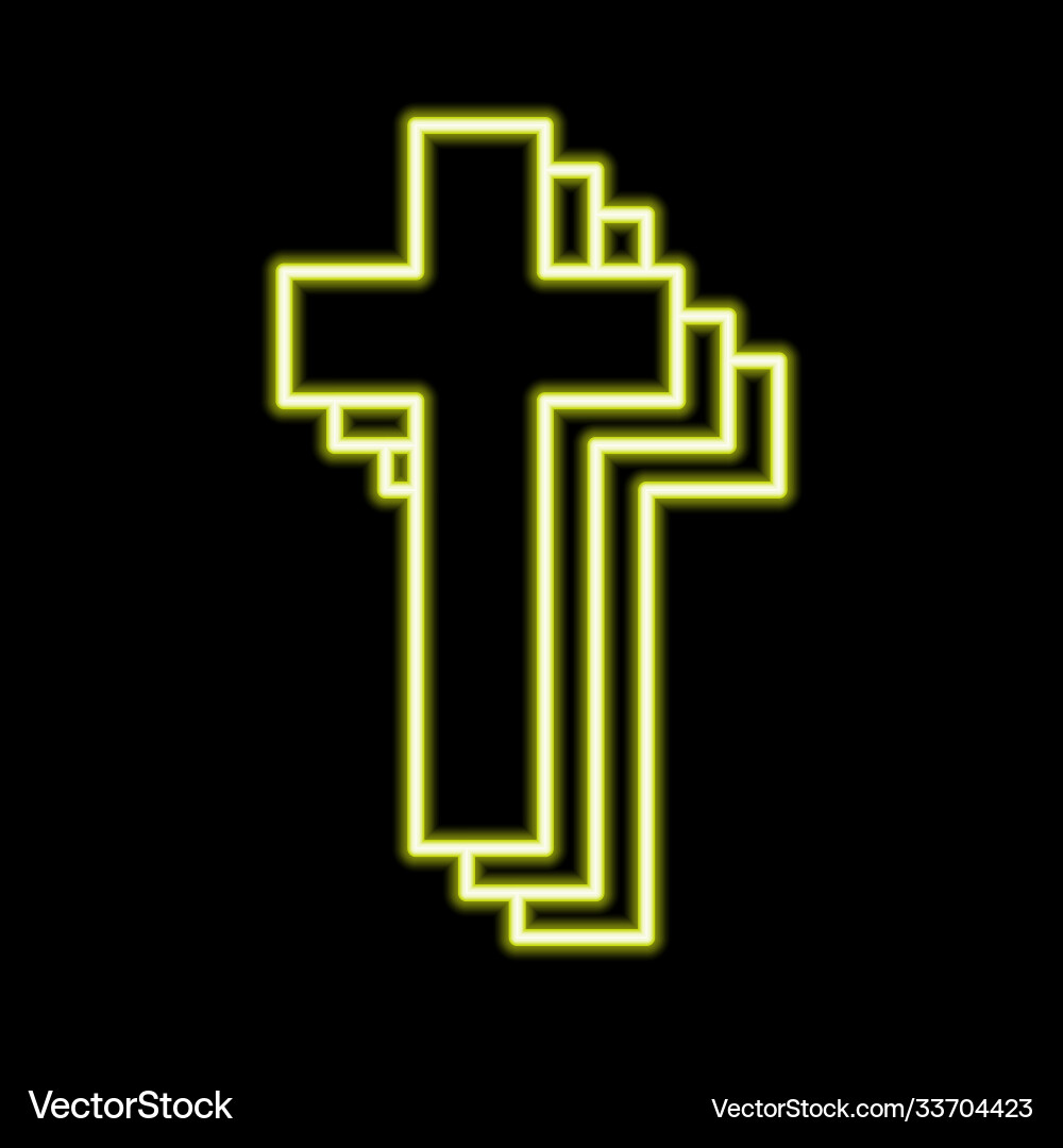 Neon cross glowing religion christianity Vector Image