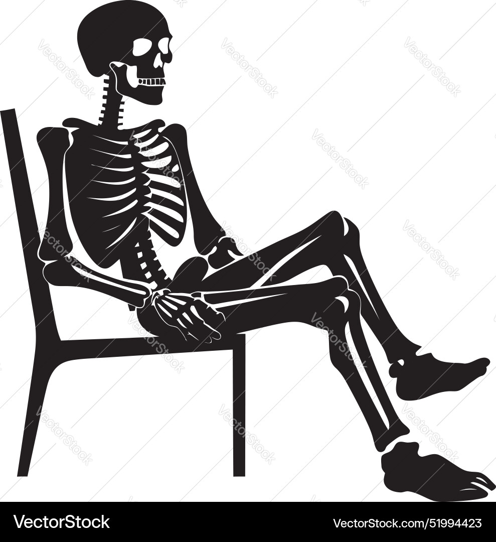 Serene skeleton chilling graphic bone chillax Vector Image