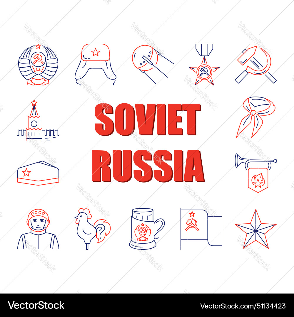 Soviet russia poster in line style Royalty Free Vector Image