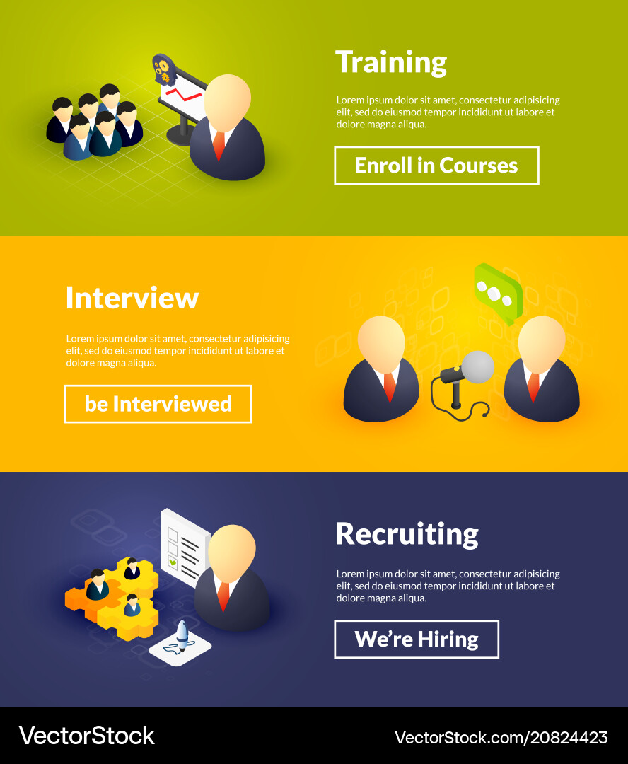 Training interview and recruiting banners Vector Image