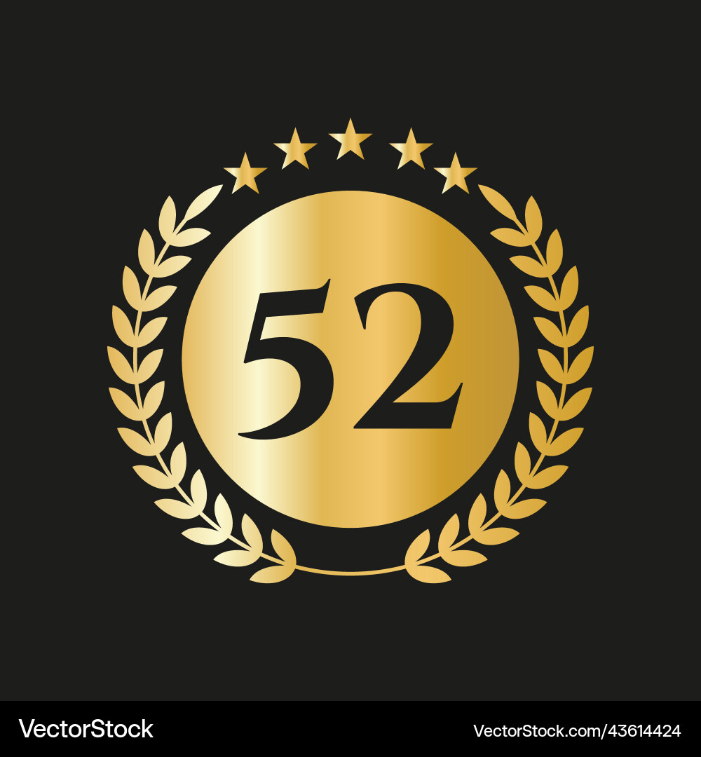 52nd Anniversary Celebration Logo Royalty Free Vector Image