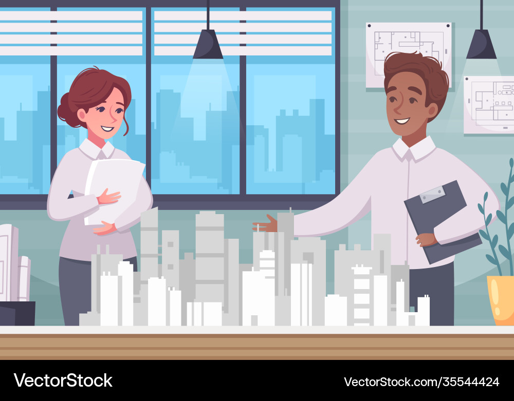 Architectural model presentation composition Vector Image