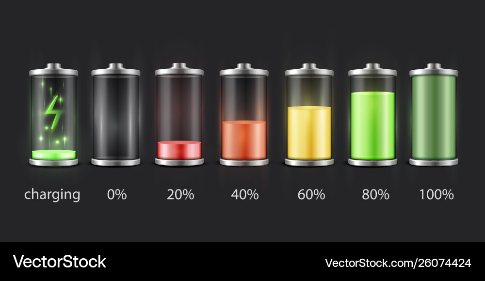 Battery charge status set accumulator indicator Vector Image