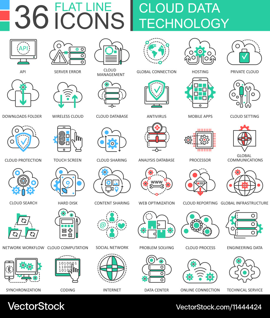 Cloud data technology ultra modern color Vector Image
