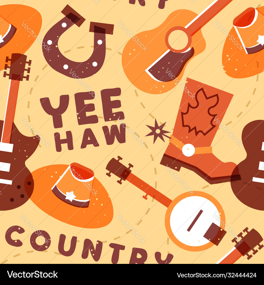 Country music seamless pattern colorful musical Vector Image