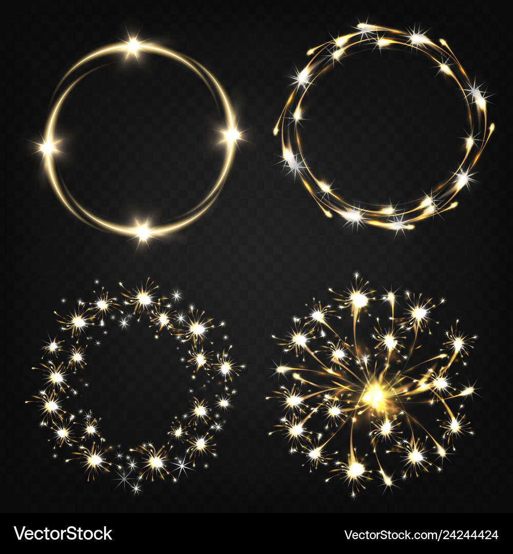 Fireworks sparkles in circles 3d realistic Vector Image