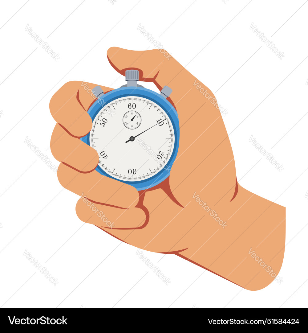 Right hand holding stopwatch deadline punctuality Vector Image