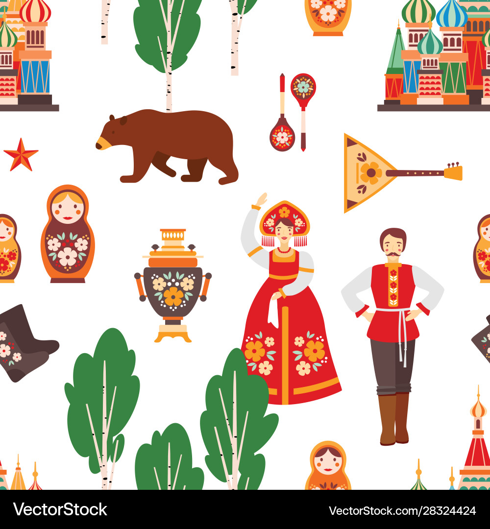 Russian folk seamless pattern Royalty Free Vector Image
