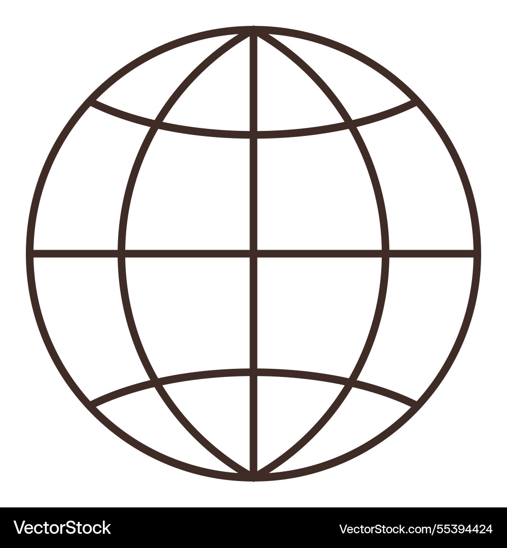 Simplified outline of a globe with longitudinal Vector Image