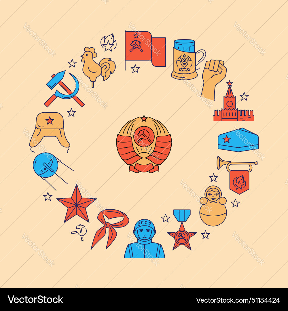 Soviet union round concept poster Royalty Free Vector Image
