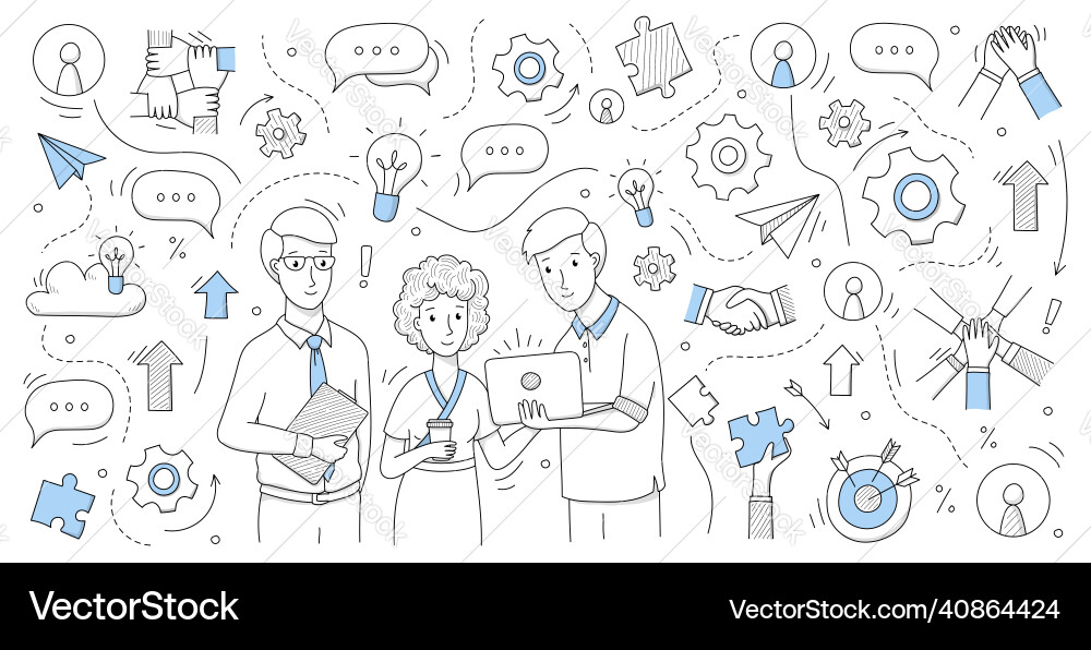 Teamwork background with people work together Vector Image