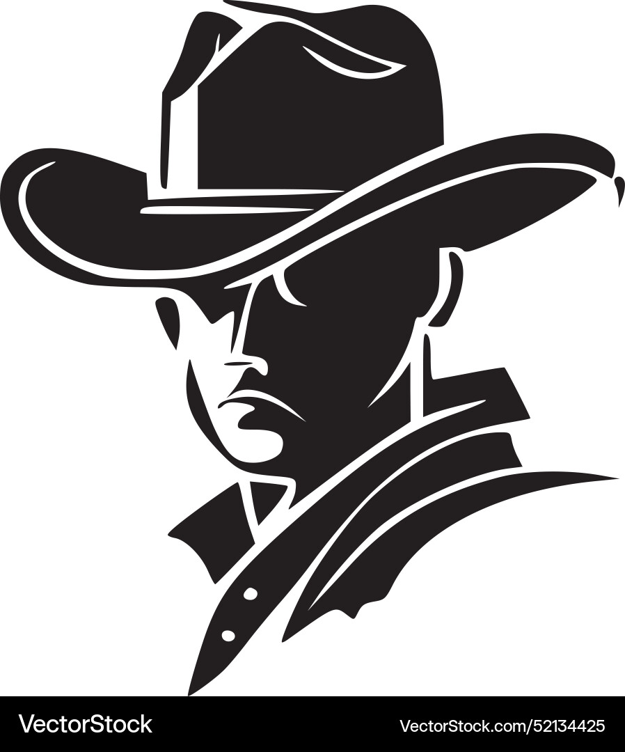 Cowboy - black and white Royalty Free Vector Image