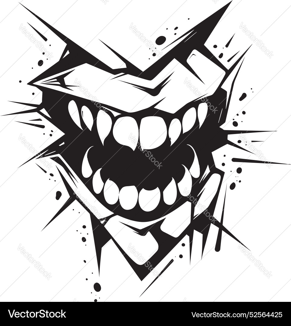 Diabolic grin sinister evil bite wicked jaws Vector Image