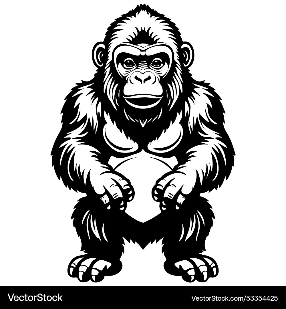 Drawing cartoon gorilla sketch realistic line Vector Image