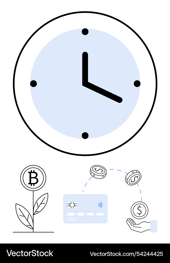 Financial growth and time management represented Vector Image