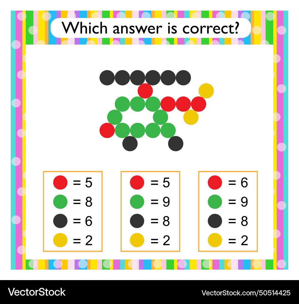 Math activity for kids find the correct answer Vector Image