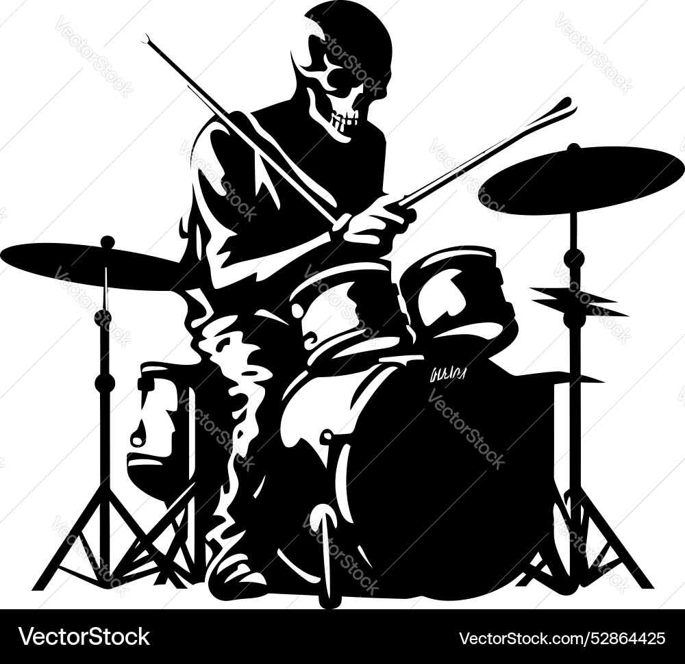 Skeletal groove drummer emblem symbol bone bash Vector Image