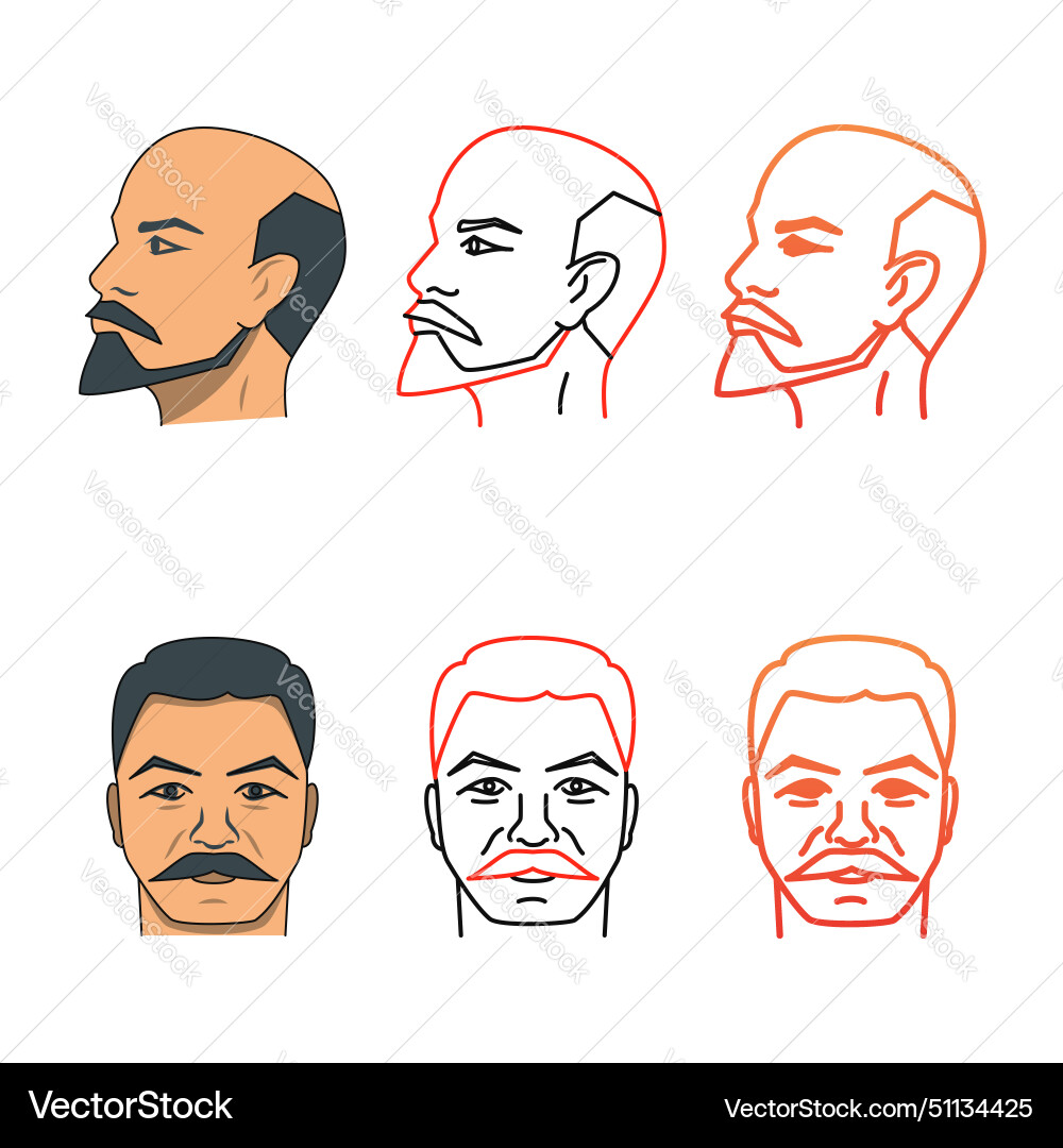 Soviet leaders lenin and stalin icon set Vector Image