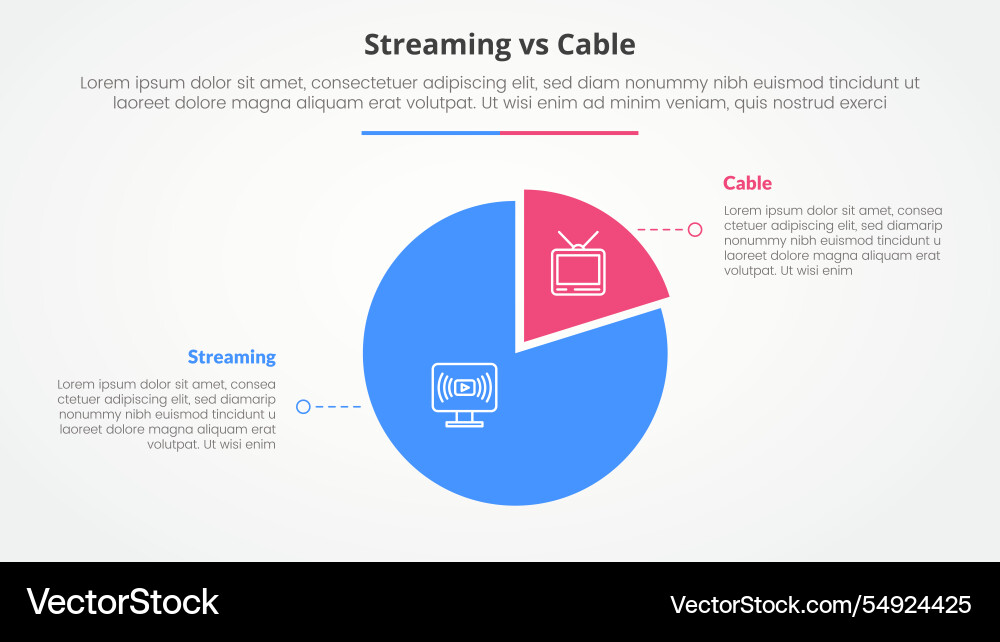 Streaming services vs cable comparison opposite Vector Image