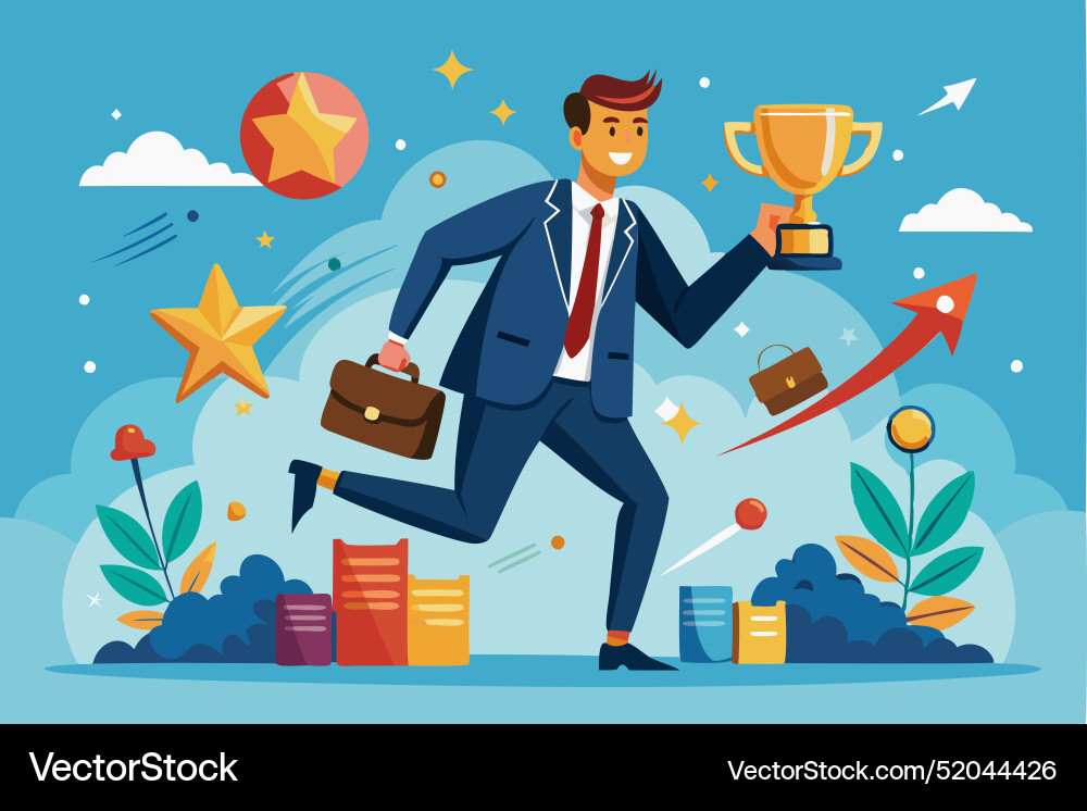 Ambitious businessman chasing success Royalty Free Vector