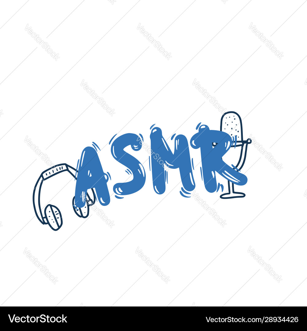 Asmr text acronym hand drawn letters Royalty Free Vector