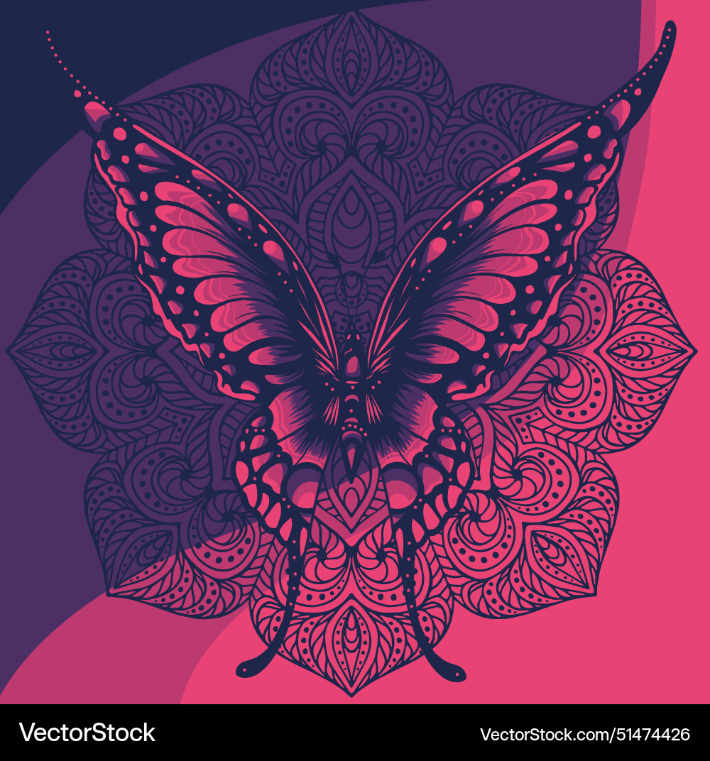 Butterfly with mandala Royalty Free Vector Image