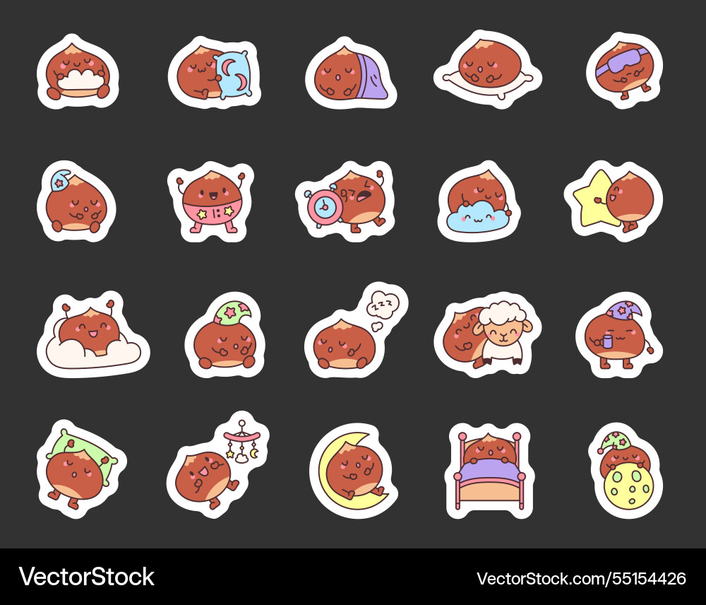 Chestnut character set with sleeping relaxing Vector Image