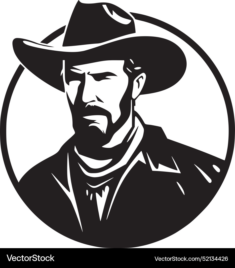 Cowboy - black and white Royalty Free Vector Image