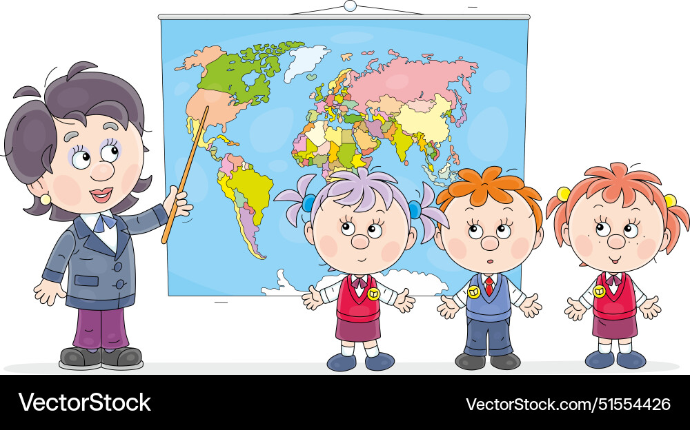 Geography lesson in primary school Royalty Free Vector Image