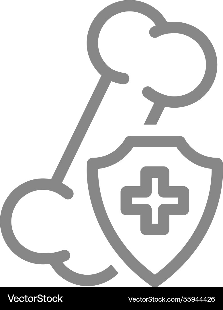 Human bone with a shield line icon bones Vector Image