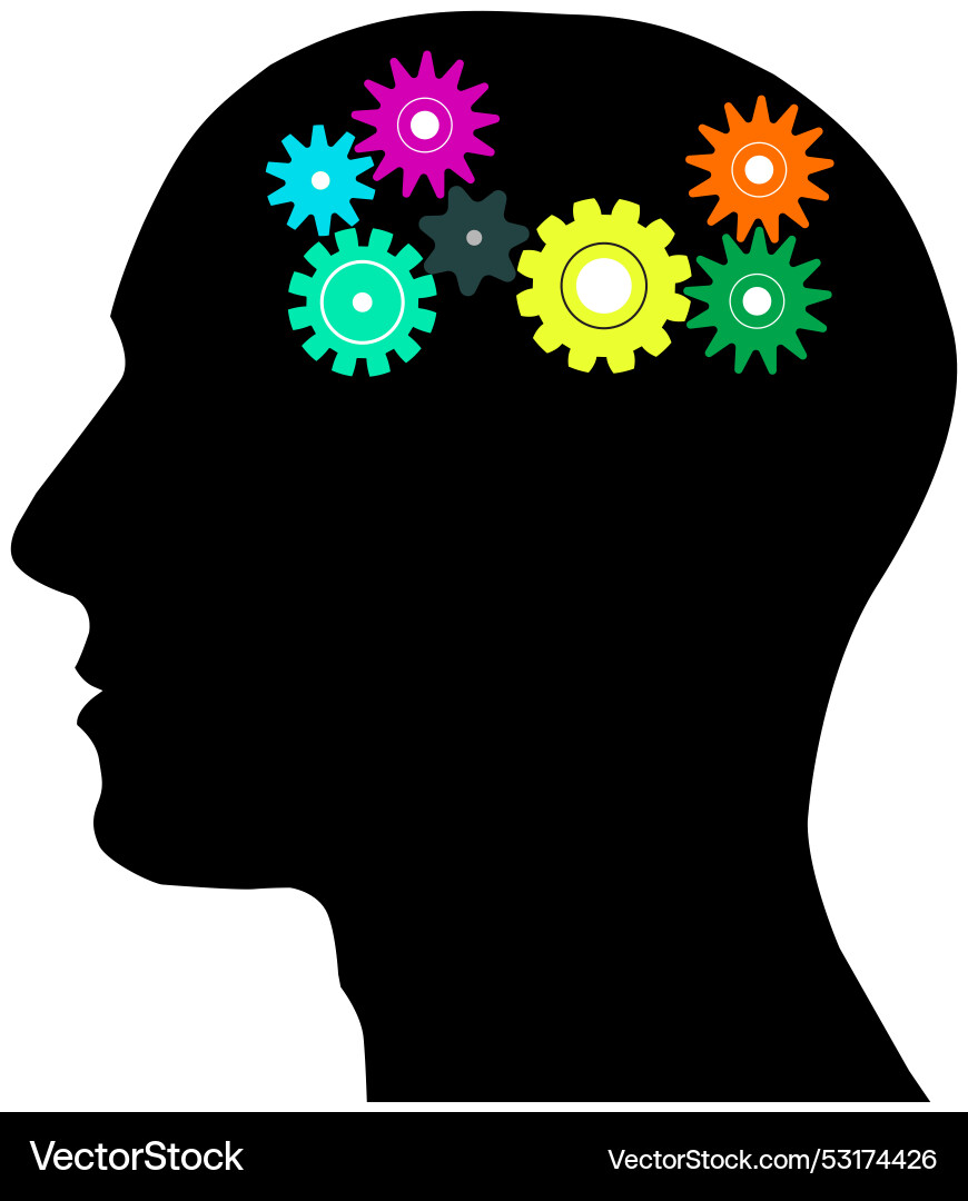 Human brain thinking sign in head Royalty Free Vector Image