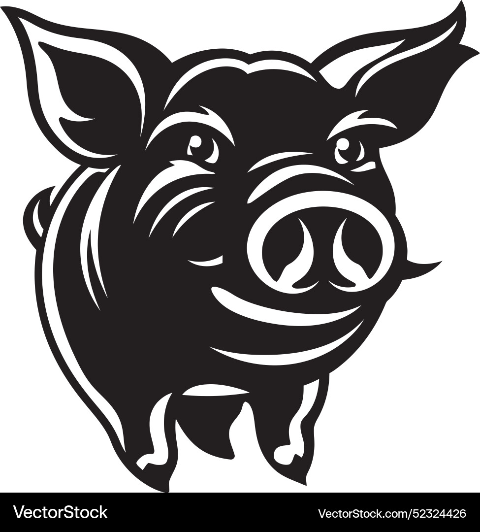 Midnight monochrome black pig designshadowed Vector Image