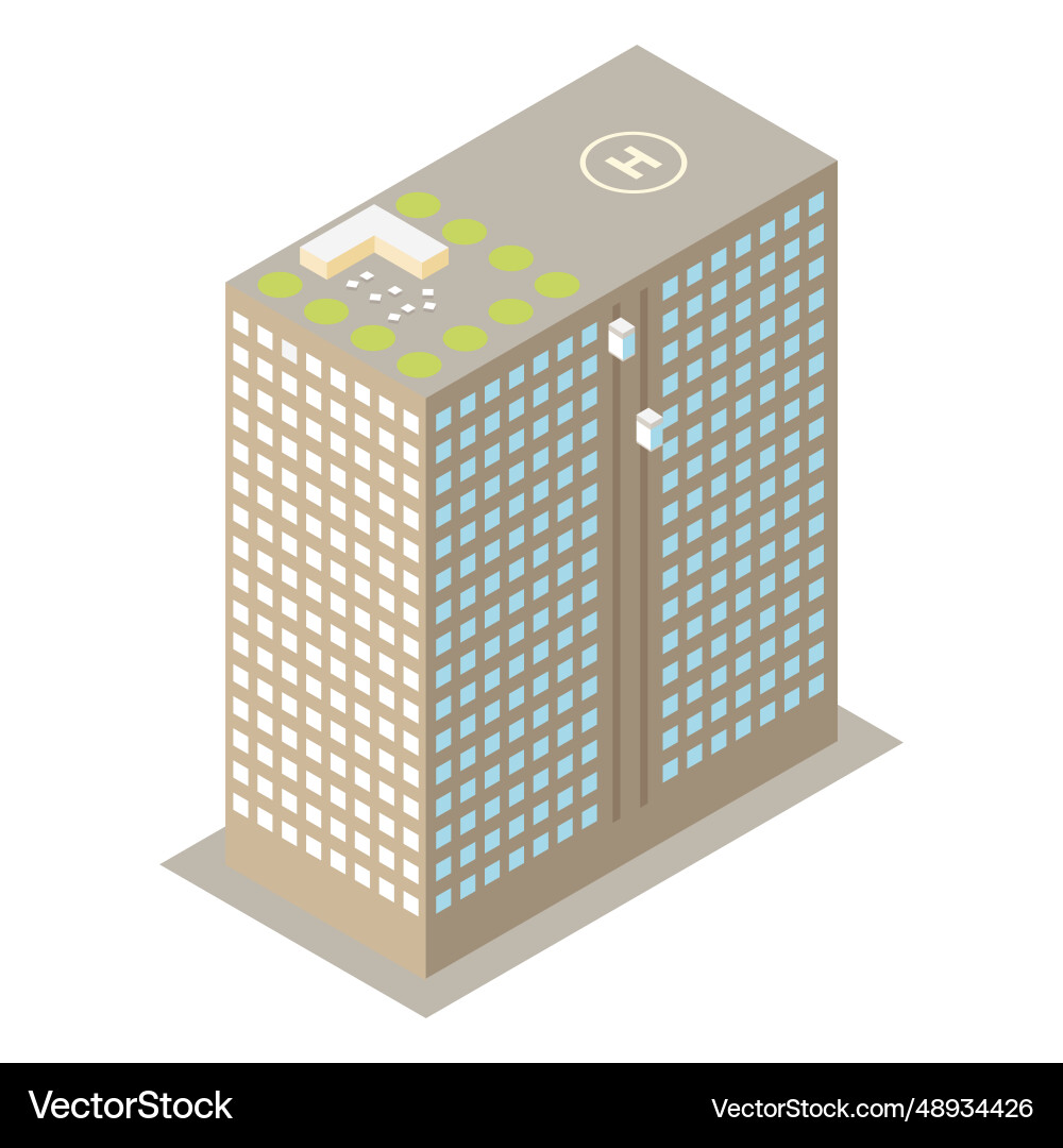 Multistoried isometric building icon Royalty Free Vector