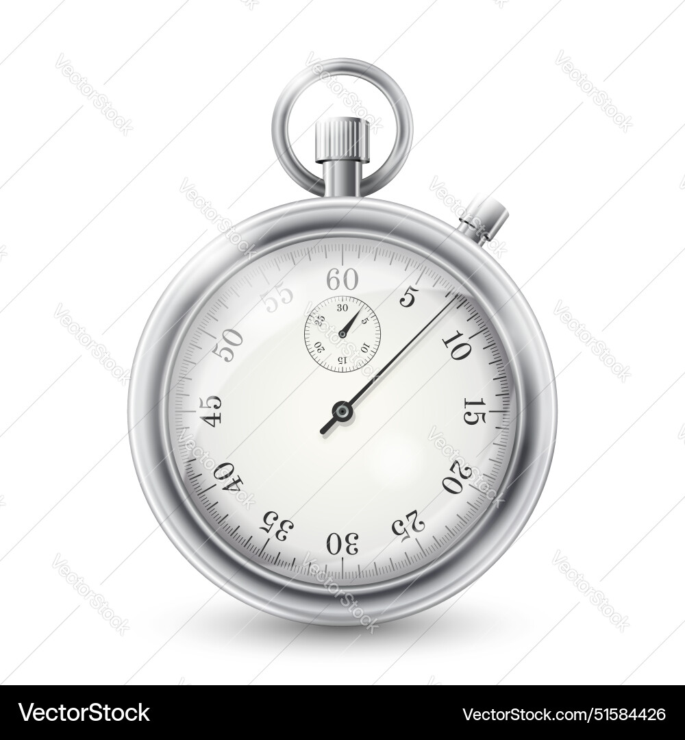 Realistic isolated classic stopwatch with shadow Vector Image