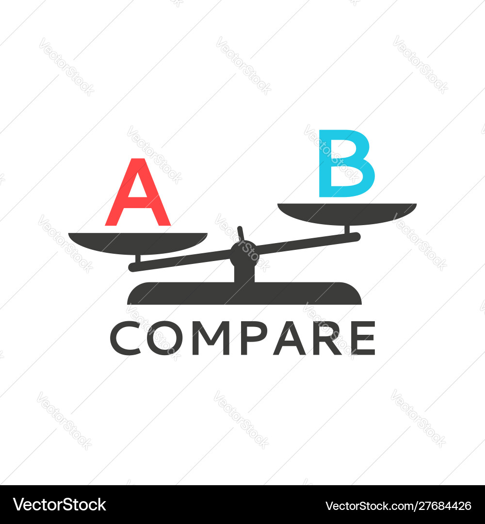 Symbol for scales logo comparison Royalty Free Vector Image