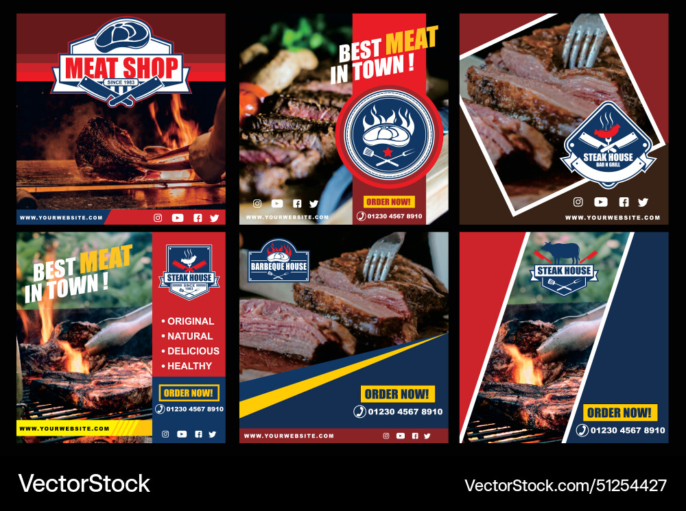 Banner template design with steak theme Royalty Free Vector