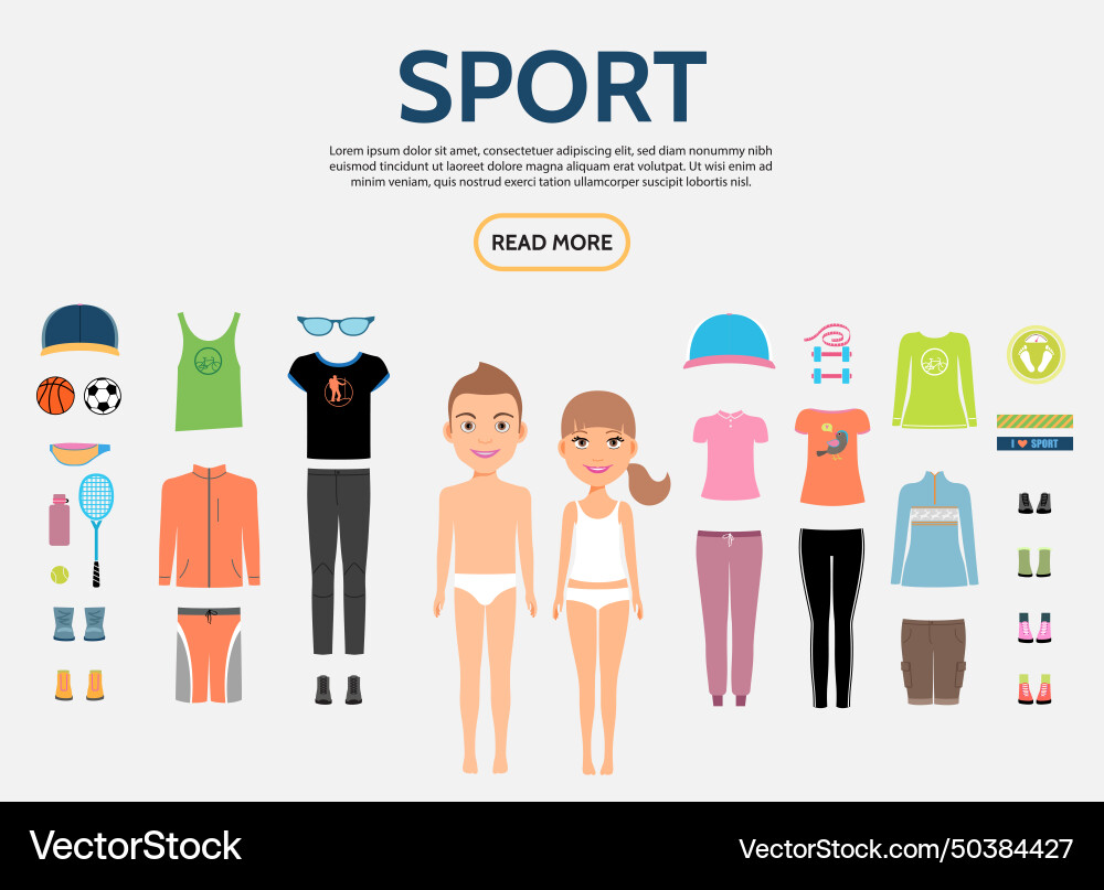 Flat fitness characters constructor concept Vector Image