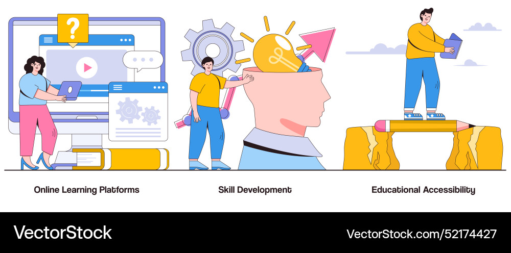 Online learning platforms skill development Vector Image